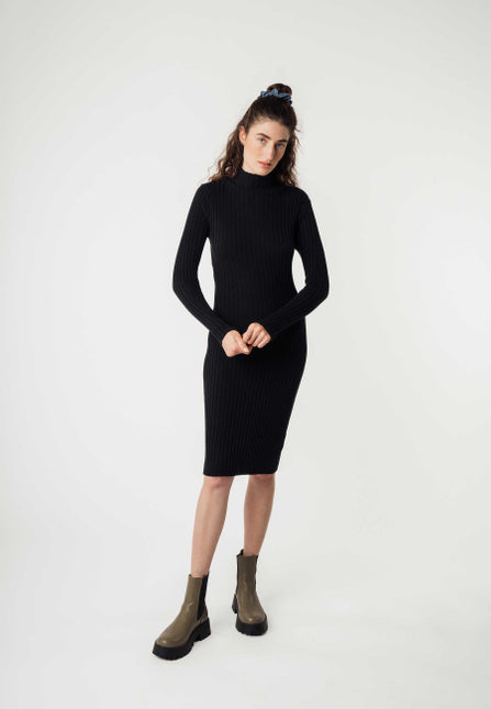 tight rib knit dress shivani schwarz – ettics
